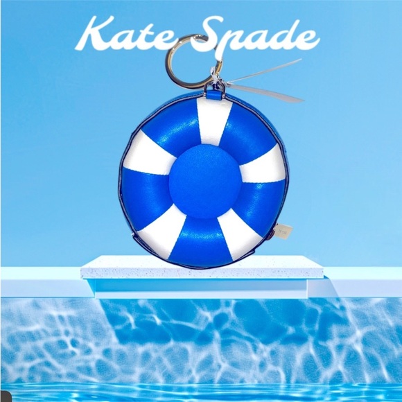 kate spade | Bags | Kate Spade Pool Float Coinpurse Blue White Leather ...